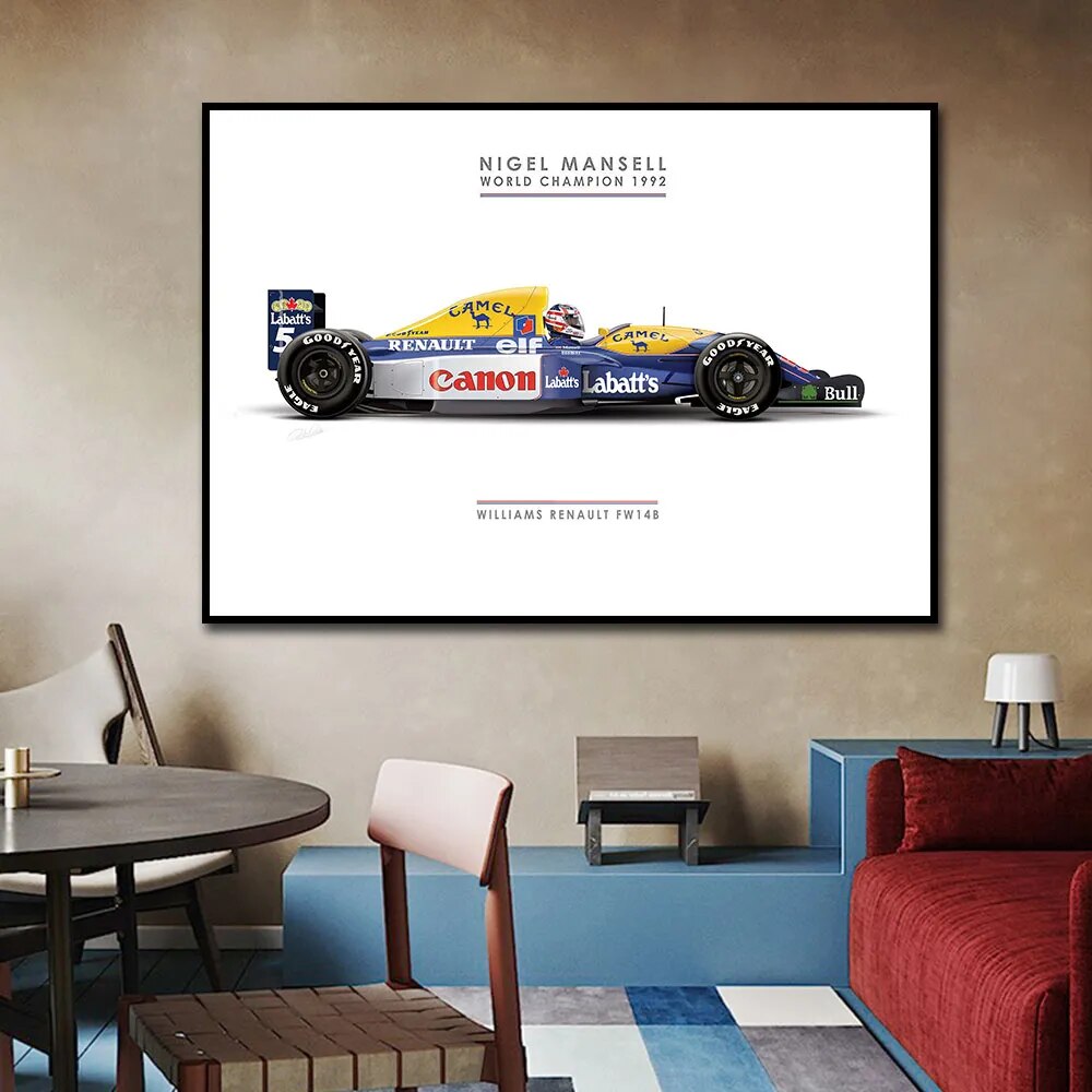 Nigel Mansell World Champion 1992 FW14B Car Poster – F1 Car Cave
